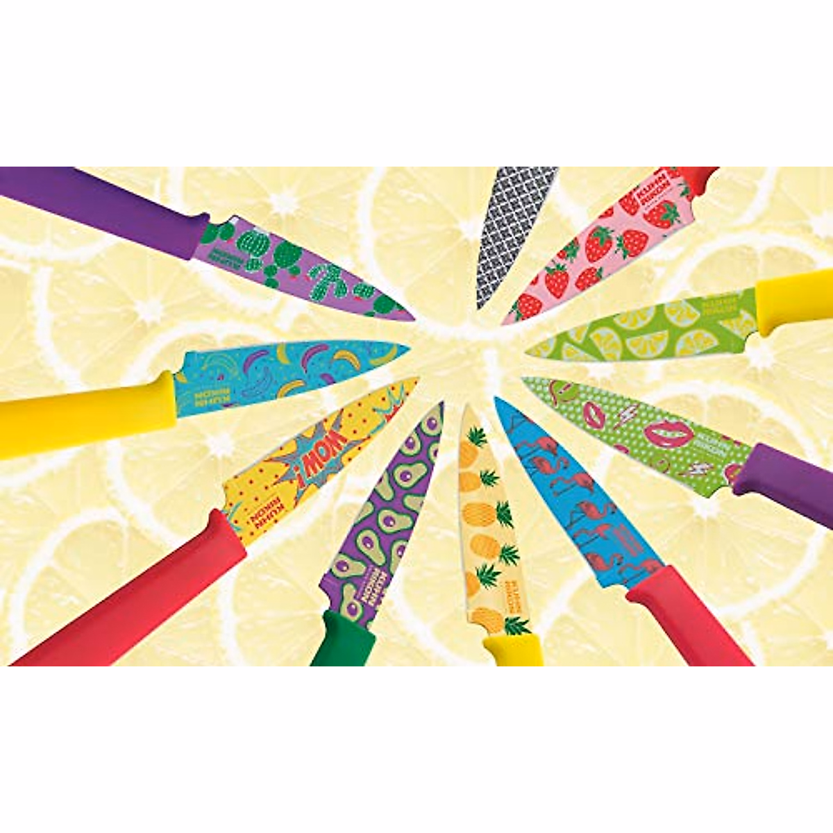 KUHN RIKON Tropics Cactus Colori+ Non-Stick Straight Paring Knife with Safety Sheath, Stainless Steel