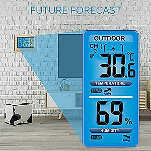 Peahog Weather Station Wireless Indoor Outdoor Thermometer, Color Display Digital Weather Station with Atomic Clock Calendar Temperature Alarm Forecast Station with Barometer and Adjustable Backlight