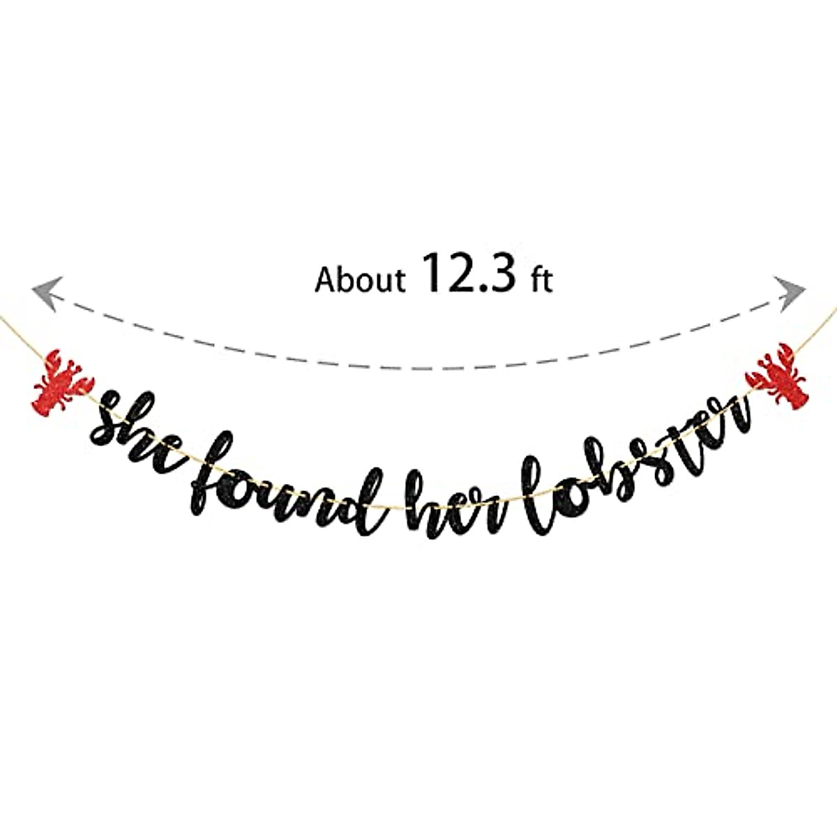 Halawawa Black Glitter She Found Her Lobster Banner - Bridal Shower/Bachelorette/Naughty Wedding/Engagement Party Decorations - Funny Friends Theme Bachelorette, Bridal Shower Party Decor