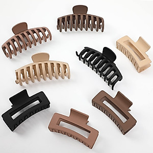 Vintage Matte Hair Claw Clips for Women and Girls - Strong Hold for Thick & Thin Hair (4pcs 4.3 Inch + 4pcs 3.54 Inch)