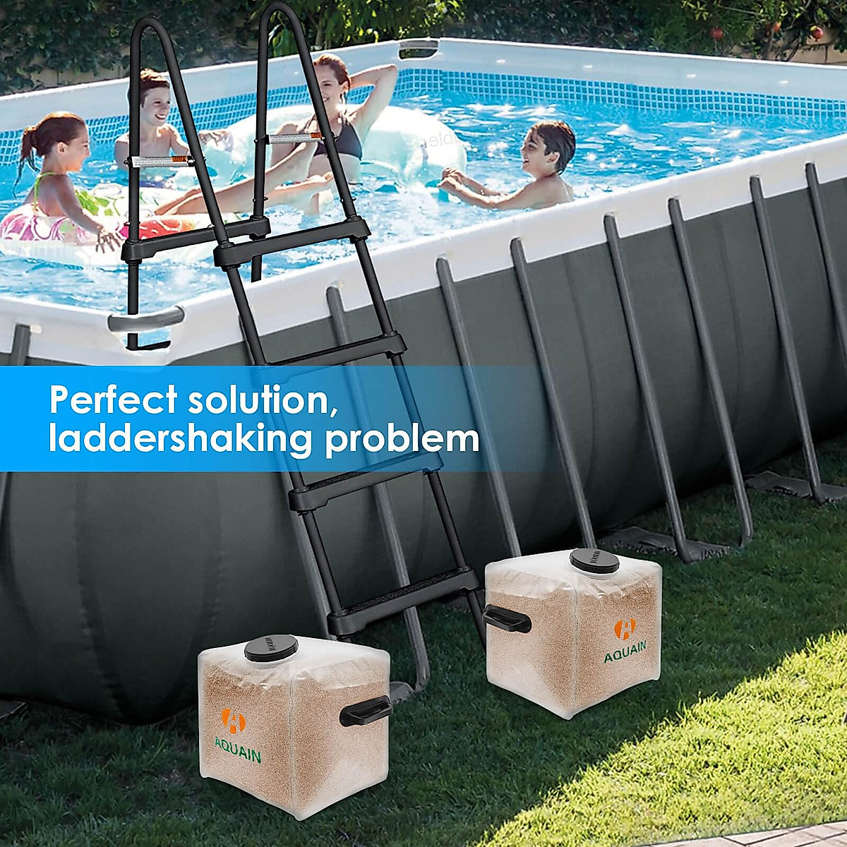 𝟐𝐏𝐜𝐬 𝐔𝐩𝐠𝐫𝐚𝐝𝐞𝐝 Pool Ladder Weights - Universal Pool Steps Weights for Above Ground Pools, Fillable Pool Weights for Ladders SandBags Container for Swimming Entry Systems