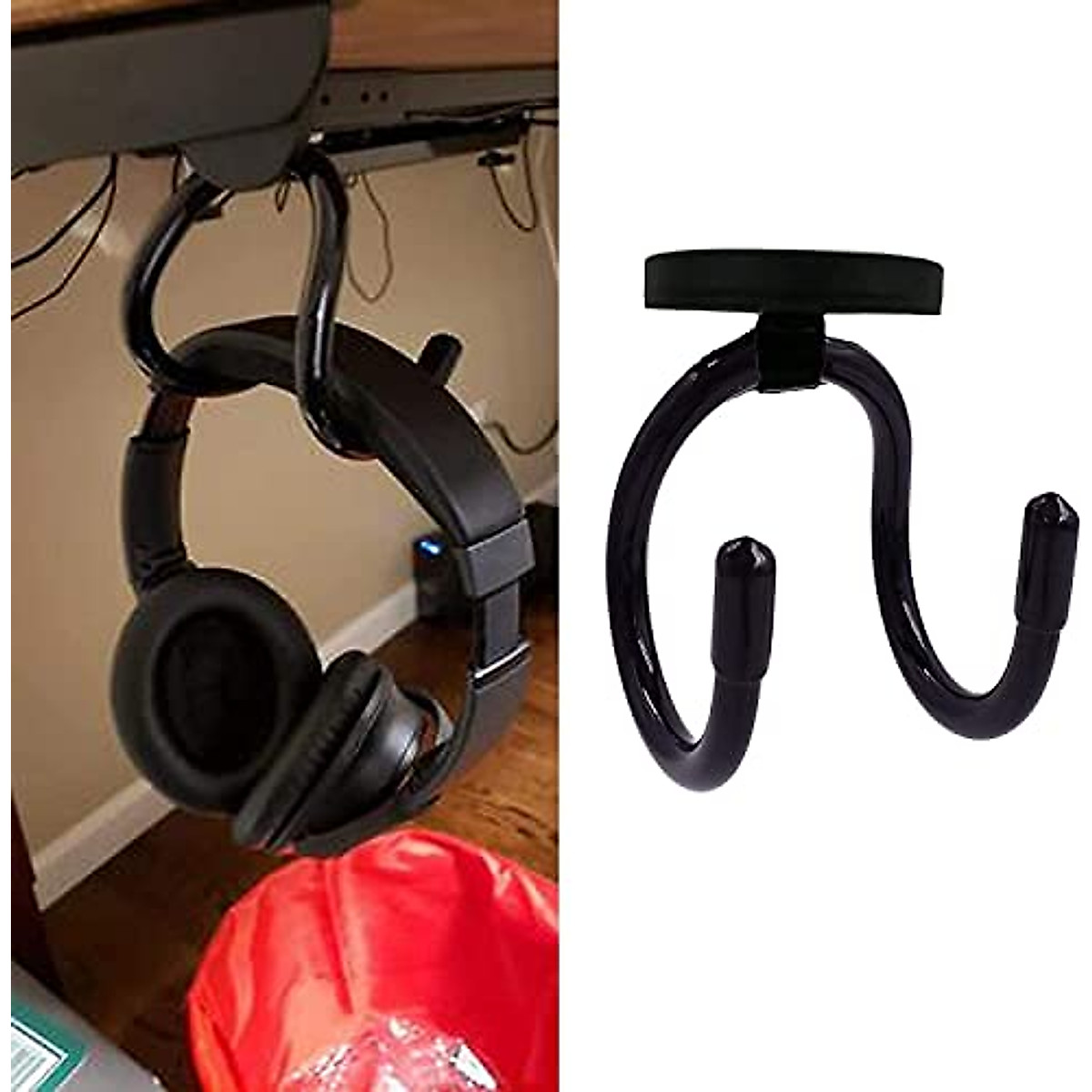 AUXPhome Magnetic Headset Holder up to 1 kg(2 lbs), Adjustable Headphone Holder Headphone Hanger Stand Headphone Hook for Computer/Gaming Headsets, Headphone - No Headsets