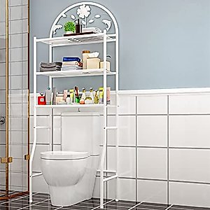 MONIPA Bathroom Shelf Over Toilet Above Toilet Storage Over-The-Toilet Storage 3-Tier Space Saver Organizer Rack, Stable Freestanding Anti-Tilt Shelf for Laundry, Balcony, Porch (White)