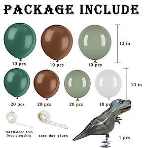 103 pcs Dinosaur World Balloons Arch Garland Jurassic Party Decoration Retro Green Retro Brown Macaron Grey Balloons for Dinosaur Theme Birthday Party Supplies