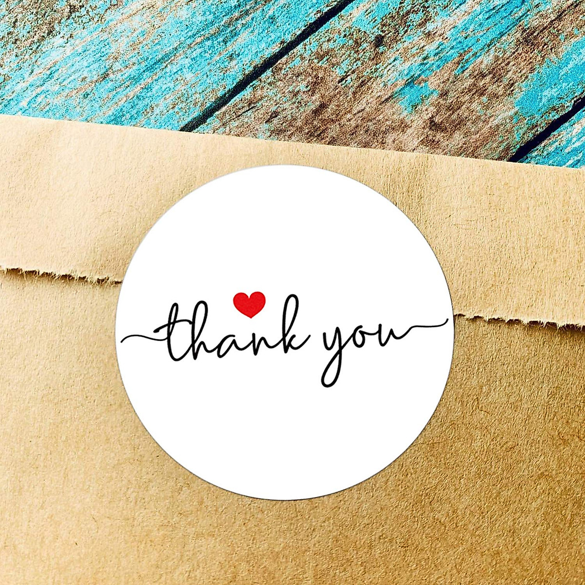 Thank You Stickers, 1.4 inches Circle Labels, 500 Modern Thank You Label Stickers with Red Heart, Wedding Thank You Stickers, Perfect for Bridal Showers, Small Business Boutique Bags.