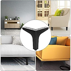 ZIQI 5"/13cm Metal Furniture Legs Feet, 12 Pack Heavy Duty Modern Black Steel Sofa Legs for Coffee and End Table, Chairs and Home DIY Projects