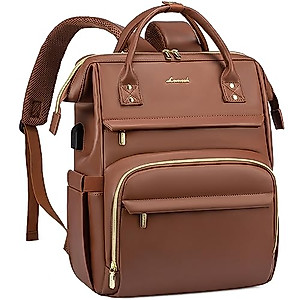 LOVEVOOK Laptop Backpack for Women Fashion Travel Backpack Purse PU Leather 15.6 Inch Computer Bag Large Teacher Nurse Bag for Work Business College