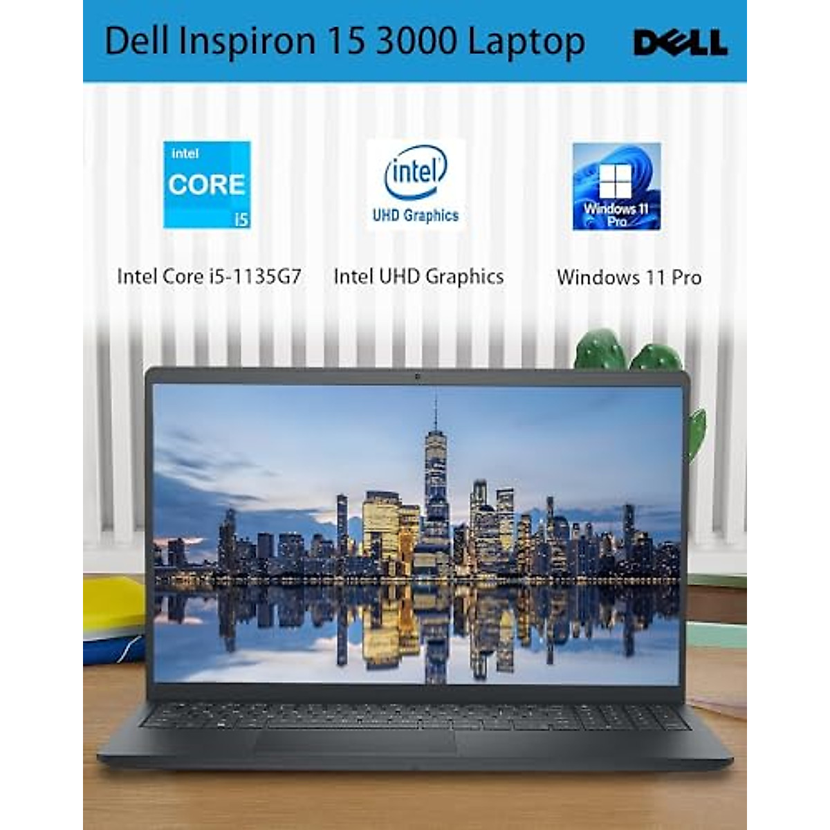 Dell Inspiron 15 3000 Business Laptop Computer, 15.6 Inch FHD PC Laptop, Intel Quad Core i5, Windows 11 Pro, 16GB RAM, 1TB HDD, Lifetime Microsoft Office, Numeric Keyboard, HDMI, Black