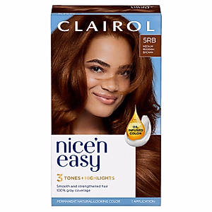 Clairol Nice'n Easy Permanent Hair Dye, 5RB Medium Reddish Brown Hair Color, Pack of 1