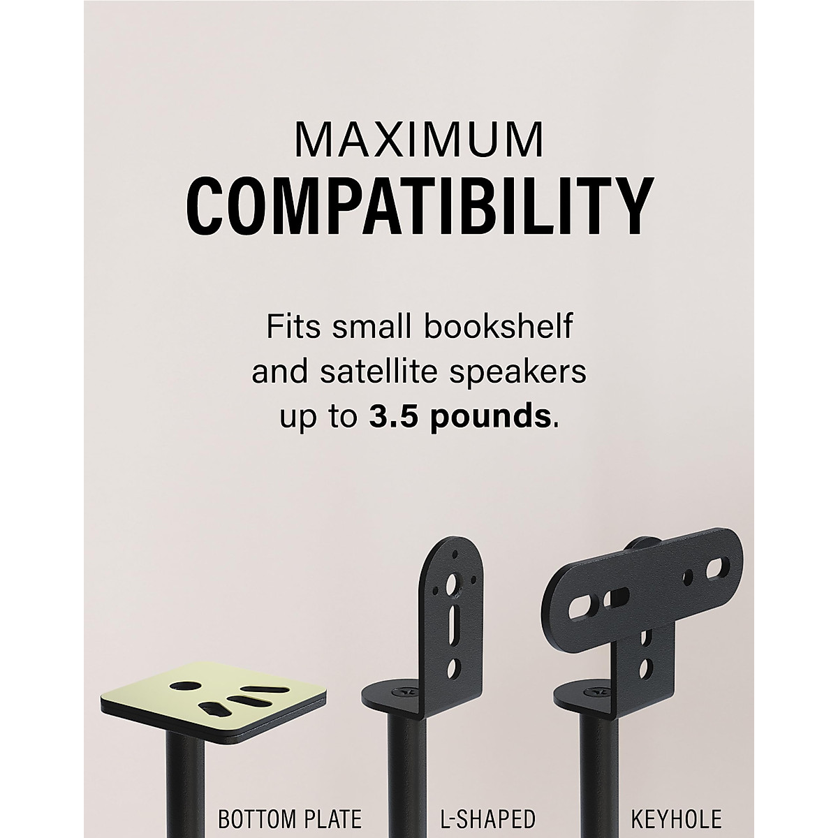 Sanus Adjustable Height Speaker Stand - Extends 28" to 38" - Holds Satellite & Small Bookshelf Speakers (i.e. Bose, Harmon Kardon, Polk, JBL, KEF, Klipsch, Sony and Others) - Set of 2 - Model: HTBS