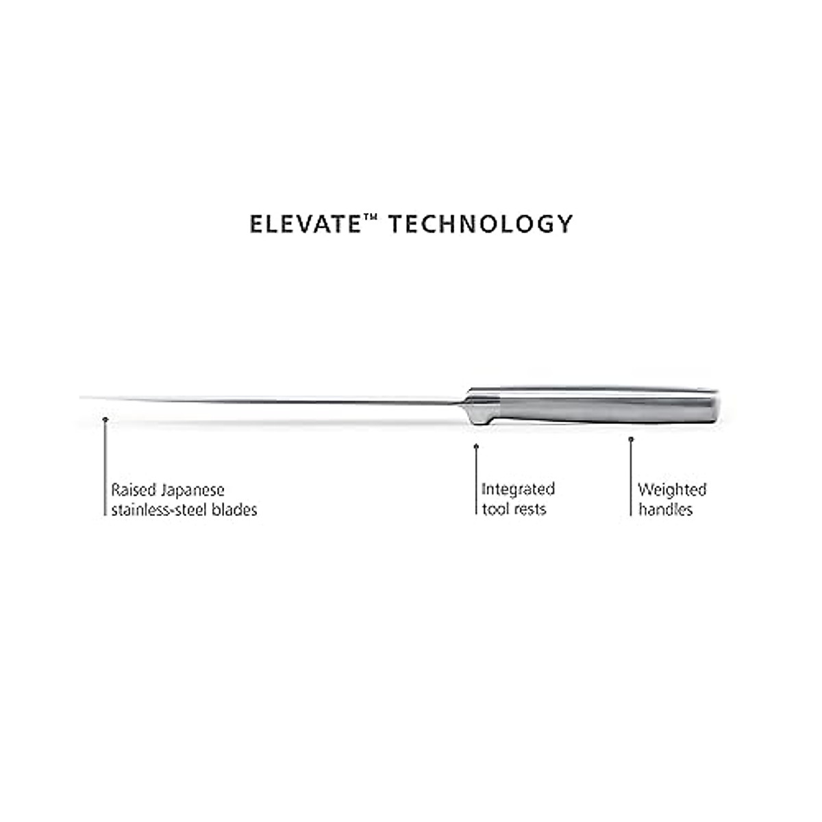 Joseph Joseph Elevate Kitchen Knives 5-Piece Set, Japanese Stainless Steel, Slimline Bamboo Knife Block