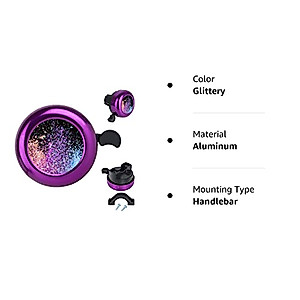 MZELQ Bicycle Bell Cute Clear Sound Adjustable Size Aluminum Bike Accessories Bell Ring for Girls Women Kids Adults (Glittery)