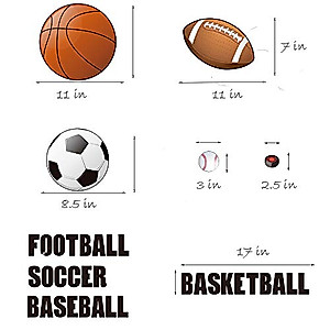Runtoo Sports Wall Decals Kids Wall Stickers Soccer Baseball Football Hockey Basketball Boys Room Playroom Game Room Nursery Wall Décor