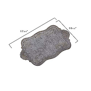Creative Co-Op Decorative Tin Metal Tray with Distressed Finish, 17.75" L x 10.5" W x 1.5" H, Grey