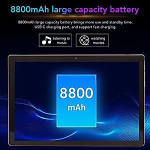 lonuo Tablet Gold, Dual SIM Dual Standby HD IPS Screen 6GB RAM 128GB ROM 100‑240V 8800mAh Office Work Tablet (US Plug)