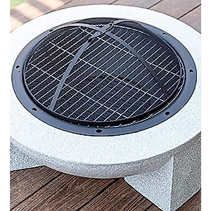 Garden Fire Pit Grill Bowl Grill Barbecue Rack Fire Pit with BBQ Grill Shelf, Outdoor Garden Patio Heater Grill Camping Bowl BBQ with Poker, Grate, Grill, Mesh Lid