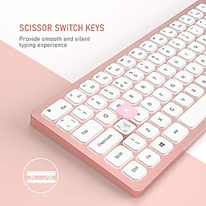 seenda Backlit Wireless Keyboard, 2.4GHz Ultra Slim Rechargeable Keyboard, Illuminated Wireless Keyboard for Computer, Laptop, Desktop, PC, Surface, Smart TV, Windows 10/8/7 (Rose Gold)