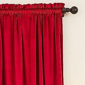 WOD FAMY Velvet Blackout Curtains Drapes Rod Pocket for Living Room/French Door, 52Wx84L Inch Per Panel, 2 Pcs Red Wine