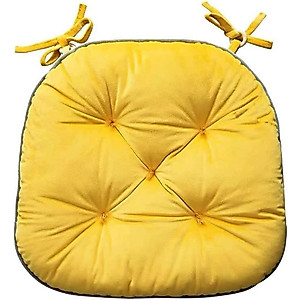 Tophacker Chair Cushion Memory Foam Pads Seat Cushions with Ties and Anti-Slip Mat, Breathable Square Bar Stool Cushions for Home Kitchen Office Outdoor Seats (Color : Yellow, Size : Set of 1)