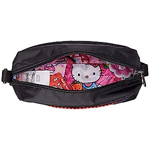 LeSportsac Hello Kitty Favorites Exclusive Daniella Crossbody Bag, Style 2434/Color G653, Red Embroidered Hello Kitty Lettering & Hello Kitty Design Zipper Pull