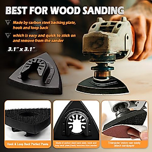 104Pcs Oscillating Tool Sanding Pads, 2Pcs Triangle Sanding Pads and 2Pcs Finger Sanding Pad, 100Pcs Multitool Sandpaper, Grit Fit for Finishing Wood Sanding Plaster
