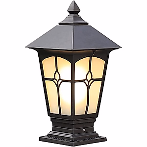 SANBDDLYY Outdoor Waterproof Post Lanterns Cast Aluminum PC Pillar Light Villa Lighting E27 European Traditional Vintage Pillar Lamp Home Door Street Lamps Landscape Courtyard Lights