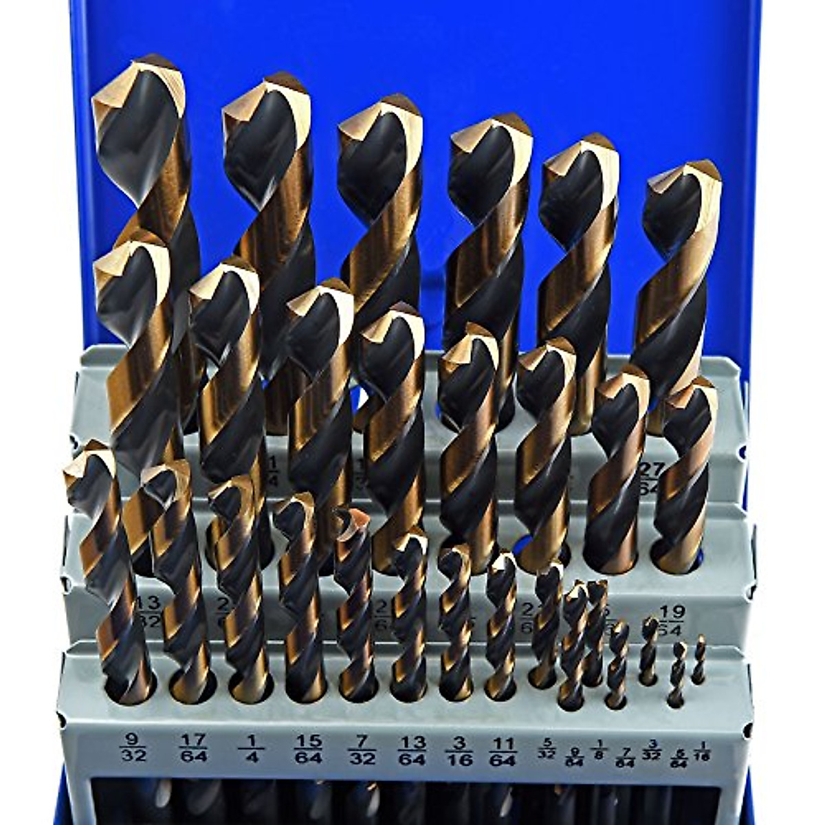 MaxTool 29 Pieces Drill Set 29PCs/29-Piece Twist Drill Bit Set High Speed Steel M2 Fully Ground 1/16“ to 1/2”x64th Fractional; JBS02H10R029P