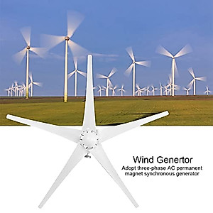 ViaGasaFamido Wind Turbine Generator, Windmill Generator 800W Wind Turbine Businesses 5 Blade Wind Controller Turbine Generator Kit for Boats, Terraces, Cabins or Home(White 24V)