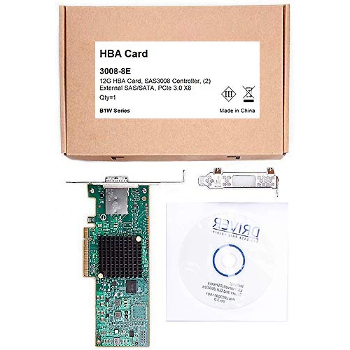 12G External PCI-E SAS/SATA HBA Controller Card, Broadcom's SAS 3008, Compatible for SAS 9300-8E