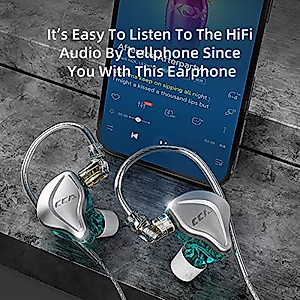 CCA NRA in-Ear Monitor,6.8mm Magnetostatic Driver+10mm Dynamic Driver HiFi in-Ear Earphone, Zinc Alloy Metallic Resin Housing HiFi Wired Earphone IEM Earbuds(No Mic, Silver) …