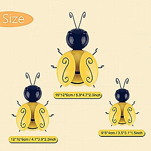 【4 Pack】Metal Wall Art Bee, Metal Bumble Bee Wall Décor, 3D Iron Bee Art Sculpture Hanging Wall Decorations for Outdoor Home Garden Patio Yard Lawn Fence