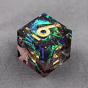 Mini Planet Galaxy Dark Single D6 Dice for TTRPG Dungeons and Dragons and Other Role Playing Game Iridescent Holographic Dice Sharp Edge Dice D6 Galaxy Dark D6