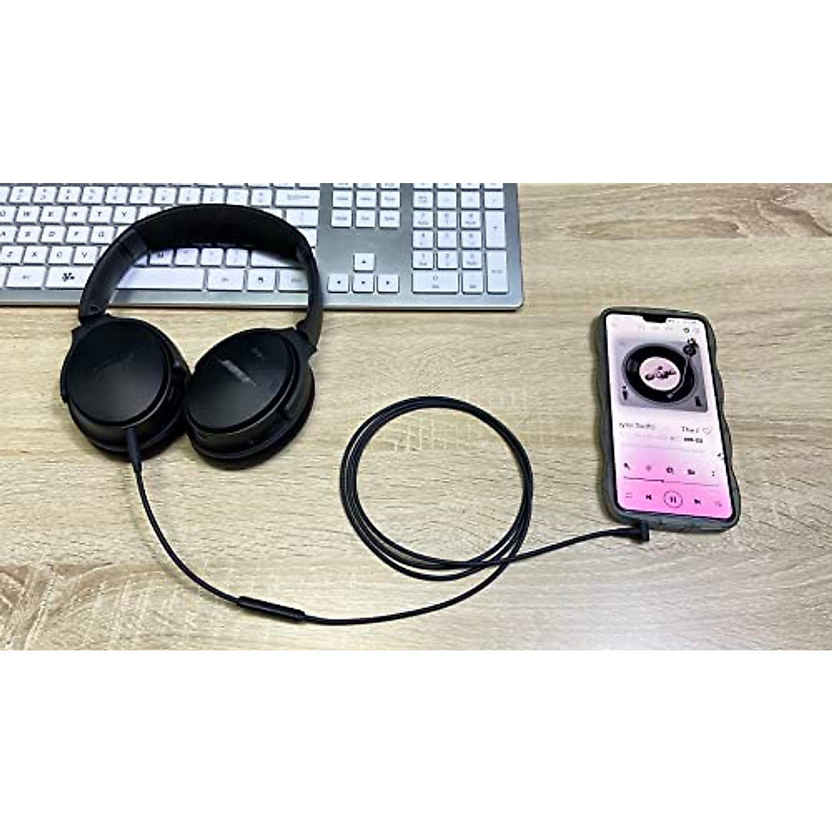 BINGLE Replacement Headphone Aux Cord for Bose QC35II QC35 QC25 QC45, Bose QuietComfort 35 35II 25 On-Ear 2 OE2 OE2i Headphones Audio Cable Wire Replacement with Inline Mic Volume Control, Black