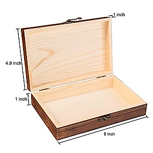 Unfinished Wooden Box with Hinged Lid, 7.8x5.1x1.96 Inches Wood Cigar Box Rectangle Keepsake Box Clasp Wood Box, Storage Box for DIY Crafts, Home Deocration, Jewelry