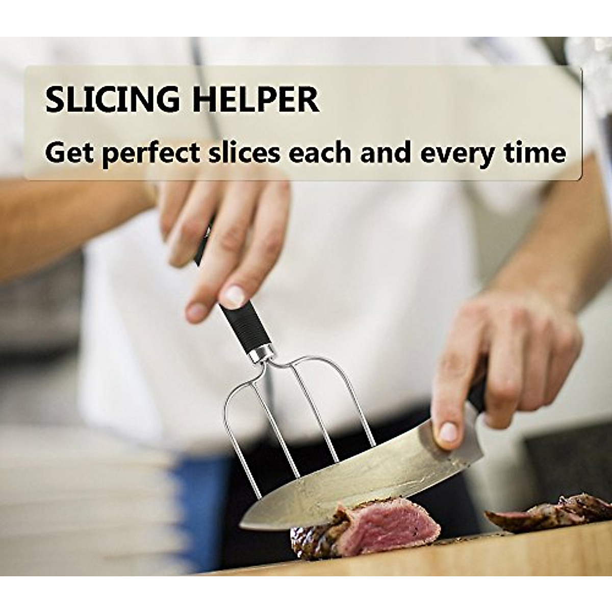 Turkey and Poultry Lifter Fork, Set of 2 Stainless Steel Cooking Roasting Carving Meat Forks Tools Heat-resistant for BBQ Barbecue Grilling Smoking Transport Turning