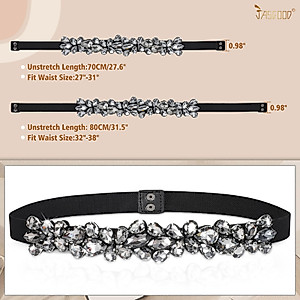 JASGOOD Women Rhinestone Waist Belt Beaded Crystal Stretchy Elastic Belt for Dress