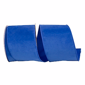 Reliant Ribbon 94029W-050-10F Velvet Plush Fashion Wired Edge Ribbon, 4 Inch X 10 Yards, Royal