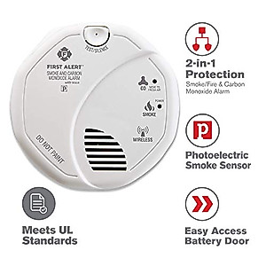 First Alert Powered Alarm SCO5CN Combination Smoke and Carbon Monoxide Detector, Battery Operated, 1 Pack, White