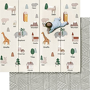 Baby Mat for Floor, 71" x 79" Large Foldable Foam Play Mat for Babies and Toddlers, Crawling Playmat, Reversible Waterproof Kids Play Mat, Play & Tummy Time, Indoor & Outdoor Use