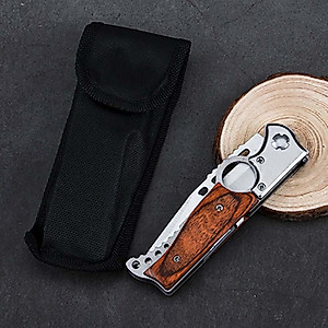 AK47 Flipper Knife With Flashlight, Flipper Pocket Knives for Camping Hunting Survival Indoor and Outdoor Activities Mens Gift - Ideal for Hiking, Fishing, Emergency, EDC Tactical Tool Knife