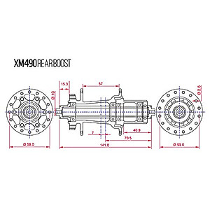 Enjcyling MTB Boost Rear Boost Hub, 32 Holes Disc Brake 4 Bearings HG 72HD 10x141mm 5x141mm, Compatible with KOOZER XM490, for Shimano 8-11S, for Sram PG Series, for FR/AM/DH Mountain Bike