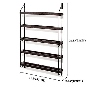 THYGIFTREE Essential Oil Storage Shelf Wall Mounted Wooden Essential Oil Collection Display Rack Organizer 5 Tiers Holds 75 Bottles, Nail Polish Holder Paint Organizer