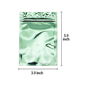 100 Counts Resealable Smell Water Proof Bags Foil Pouch Bag Flat Ziplock Bag with Clear Window for Party Favor Food Storage Gifts Bags Goodie Bag Green 4 x 6 Inches