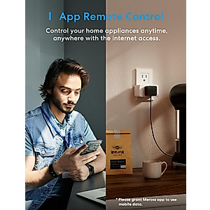 meross Smart Plug Mini, 15A & Reliable Wi-Fi, Support Apple HomeKit, Siri, Alexa, Echo, Google Assistant and Nest Hub, App Control, Timer, No Hub Needed, 2.4G WiFi Only, 1 Pack