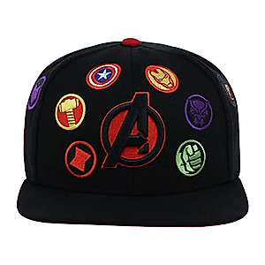 Marvel Avengers Adult All Over Adjustable Snapback Flat Bill Cap