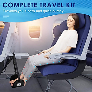 CERBONNY Airplane Foot Rest - Portable and Adjustable Foot Hammock,Airplane Travel Flight Essential for Relaxing Your Feet During Airplane Journeys - Office Footrests (Black)