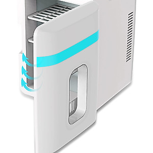 JNYB Mini Fridge, Office Fridge 10 Liter/10 Can Portable Cooler and Warmer Personal Fridge Warmer Small Refridgerater for Bedroom, Home,Beige