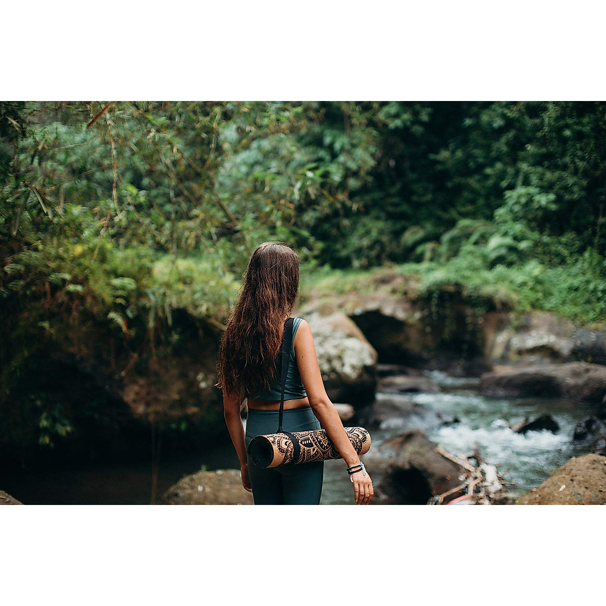 YOGA DESIGN LAB | The Cork Yoga Mat | Eco Luxury | Ideal for Hot Yoga, Power, Bikram, Ashtanga, Sweaty Workouts | Studio Quality | Includes Carrying Strap! (Mandala Black, 1.5mm)