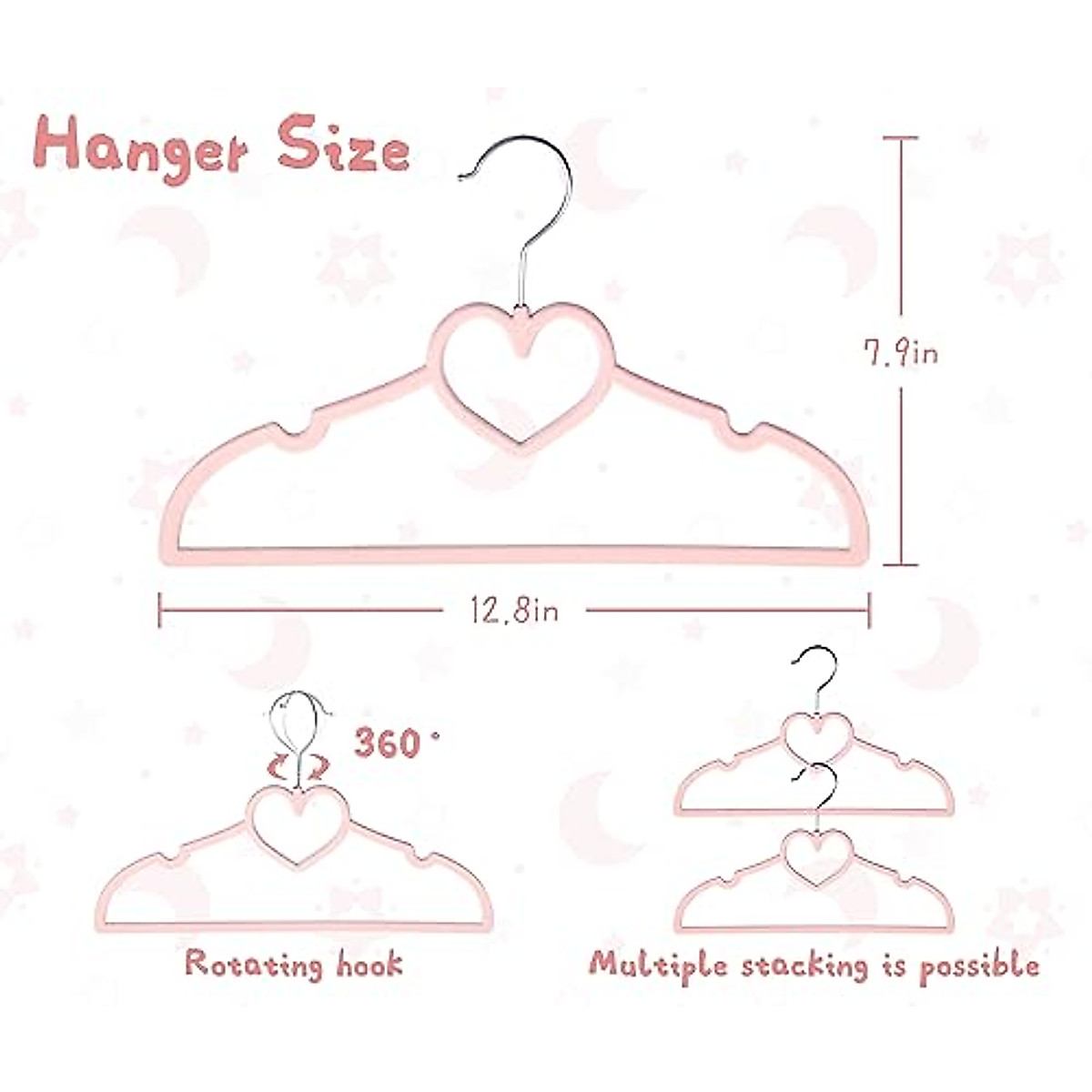 GOSCHE Kids Velvet Hangers (12.8 Inch - 50 Pack), Non-Slip Baby Clothes Hangers for Closet, Ultra Slim Space Saving Childrens Hangers, 360Degree Swivel-Hook, Infant/Toddler Hangers