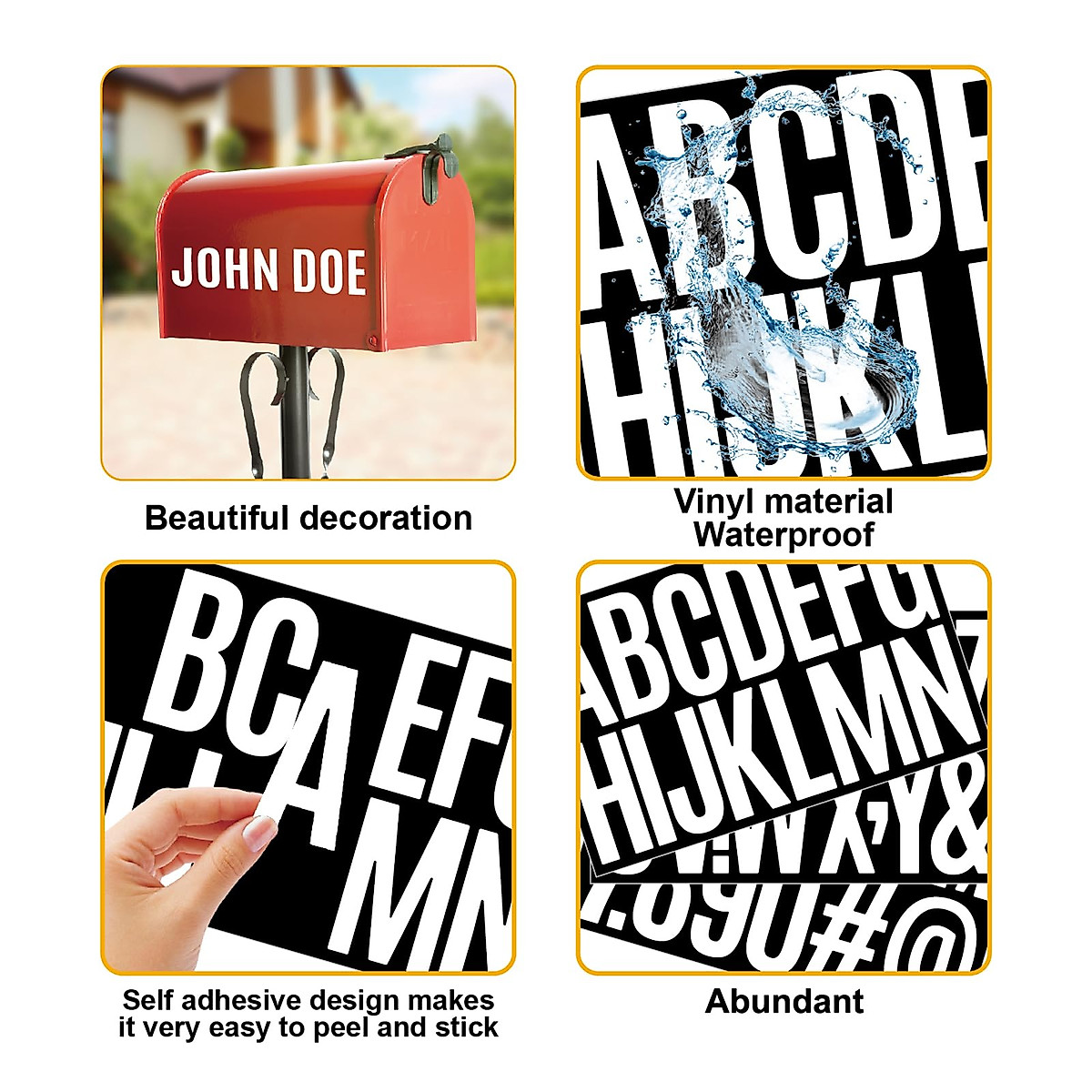 Bemeol 30 Sheets Large Letter Sickers 3 inch Vinyl Letter Alphabet Number Stickers for Bulletin Board Classroom Mailbox Window Door Home Decor(White)